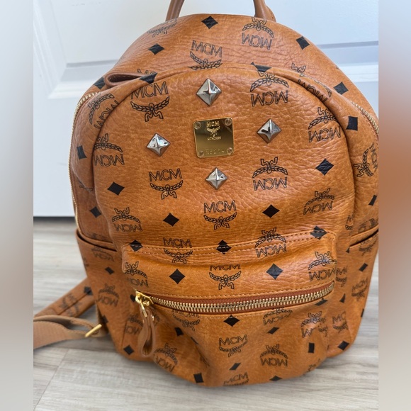 MCM | Bags | Mcm Small Studded Stark Backpack Cognac | Poshmark